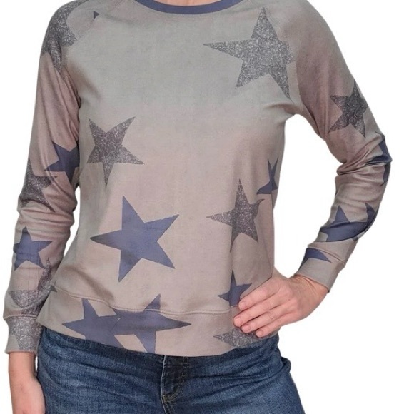 David Cline | Tops | David Cline Gray And Blue Star Top | Poshmark